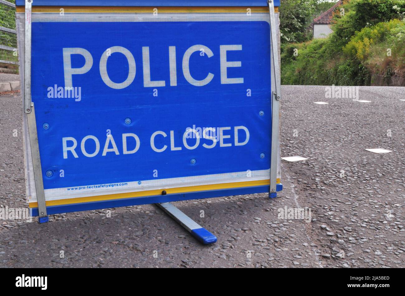 Police, Road Closed sign in Currie Scotland Stock Photo - Alamy