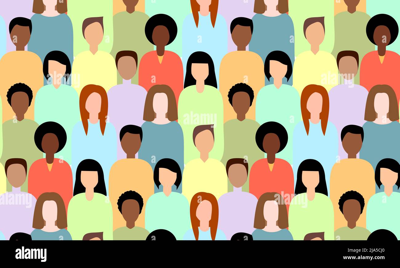 A crowd of young and old men and women. Diverse group of people ...