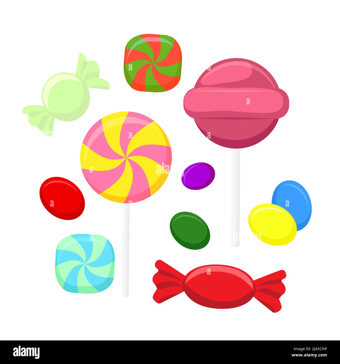 Sweet candies and colorful lollipops isolated vector illustration Stock ...