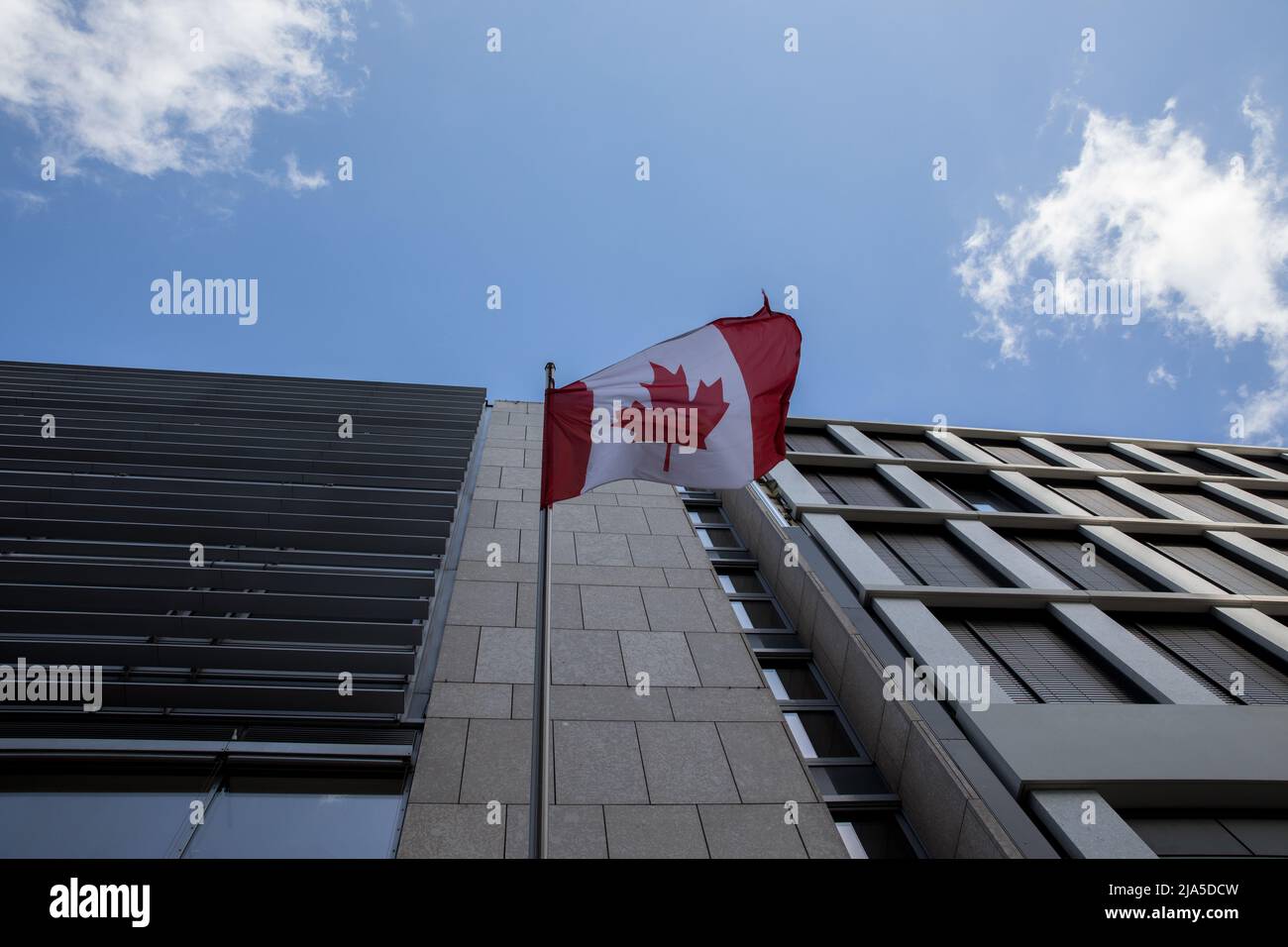 Canadian flag outside of the Canadian Embassy building in Berlin on May ...