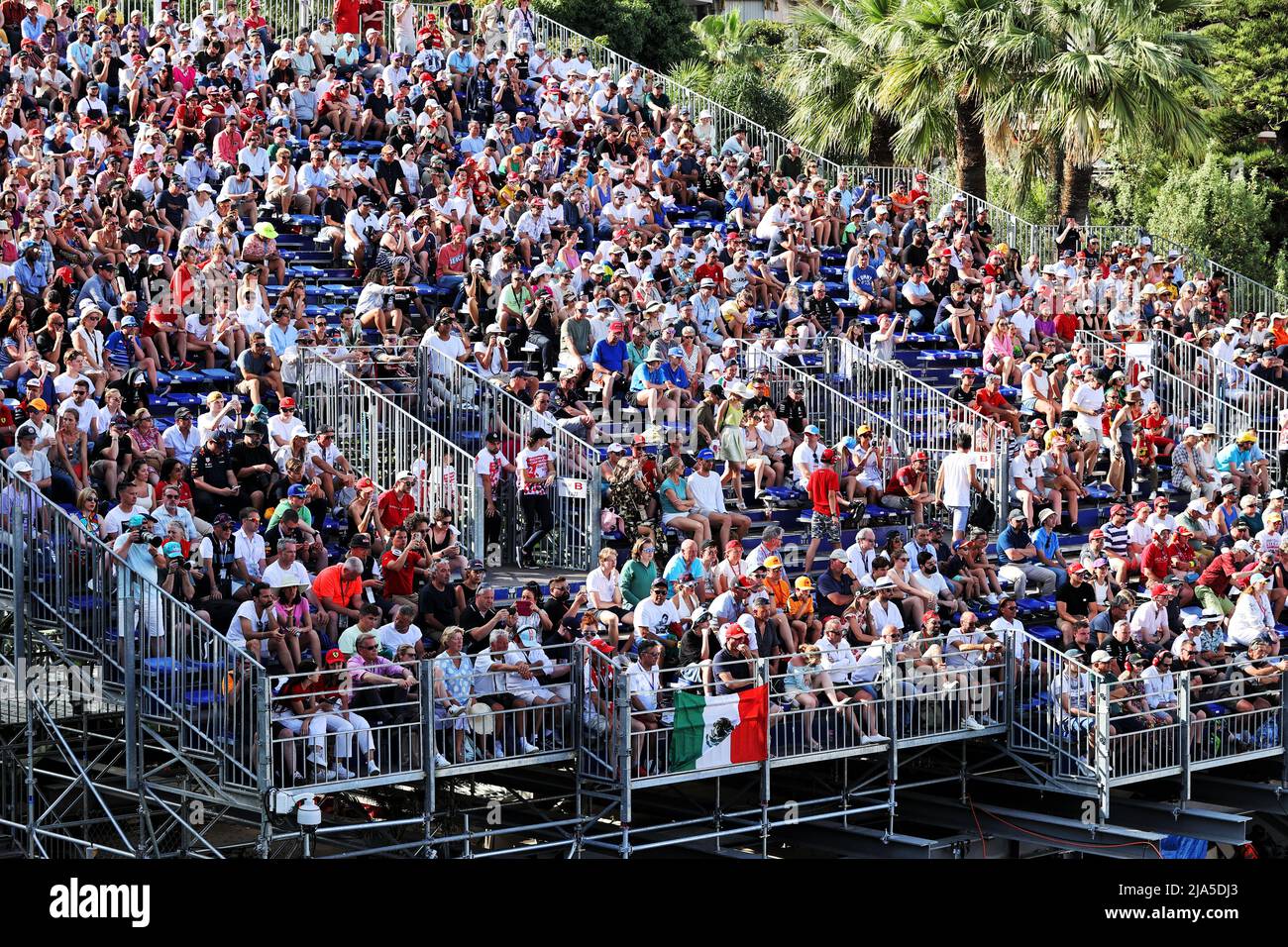Circuit atmosphere - fans in the grandstand. Monaco Grand Prix, Friday ...
