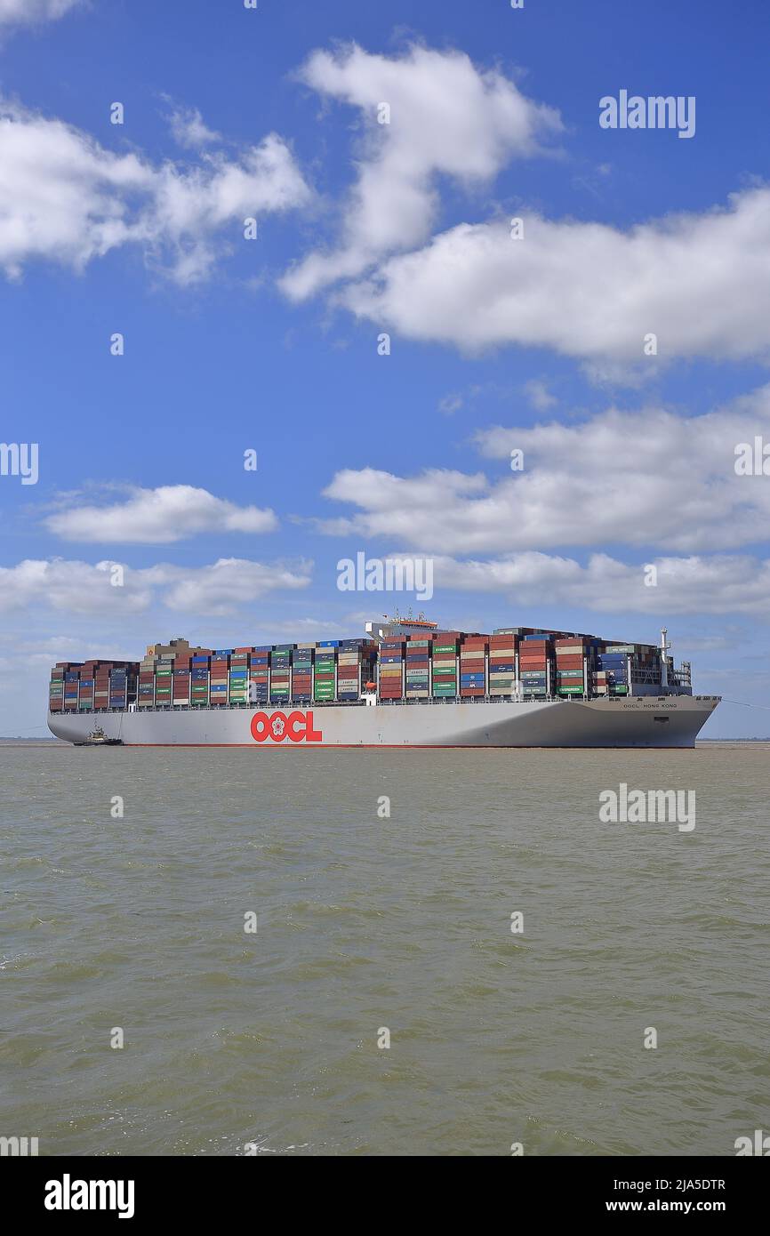 Container ship OOCL Hong Kong entering Harwich Haven and the Port of ...