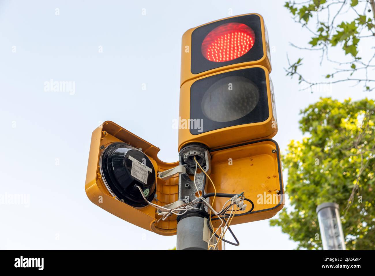Open traffic light inside wires and cables setup. Repairment, fixing ...