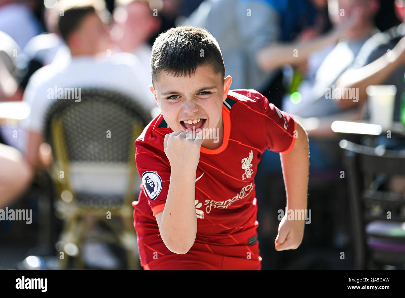 Paris, France. 27th May 2022. Football fans (supporters) of Liverpool ...