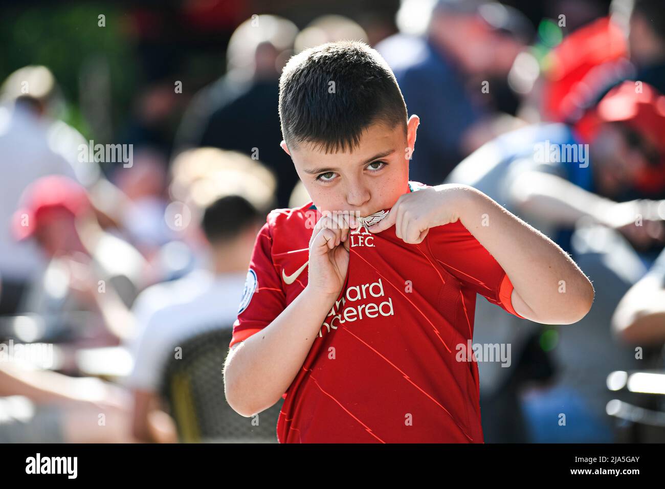 Paris, France. 27th May 2022. Football fans (supporters) of Liverpool ...