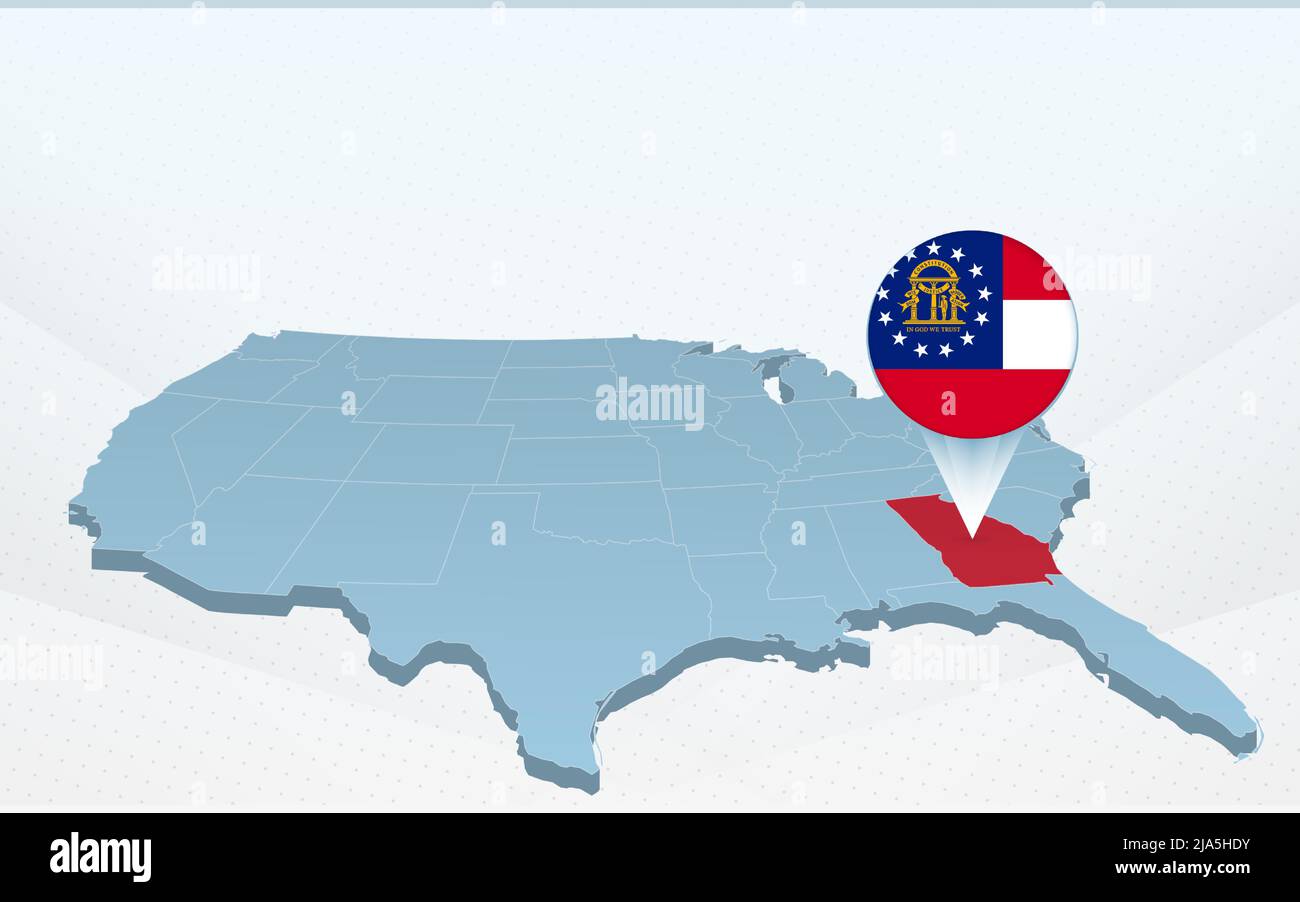 Georgia state map on United States of America map in perspective ...