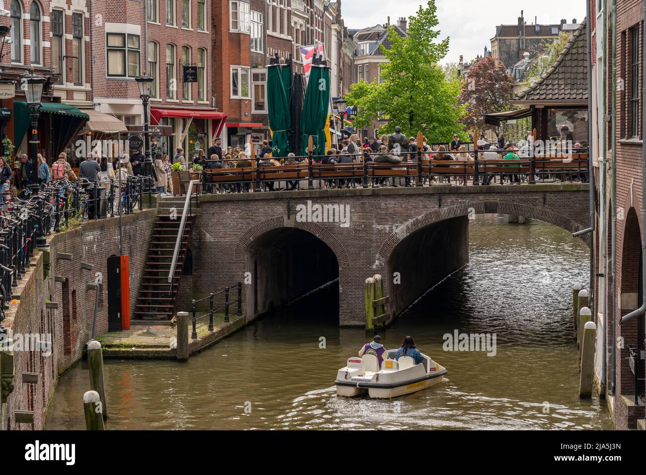 Utrecht, Netherlands, old town, Oudegracht, canal, restaurants, pubs ...