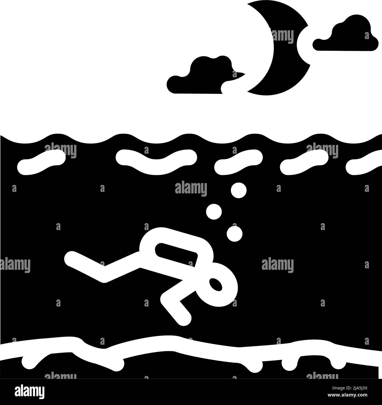 night diving course glyph icon vector illustration Stock Vector Image ...
