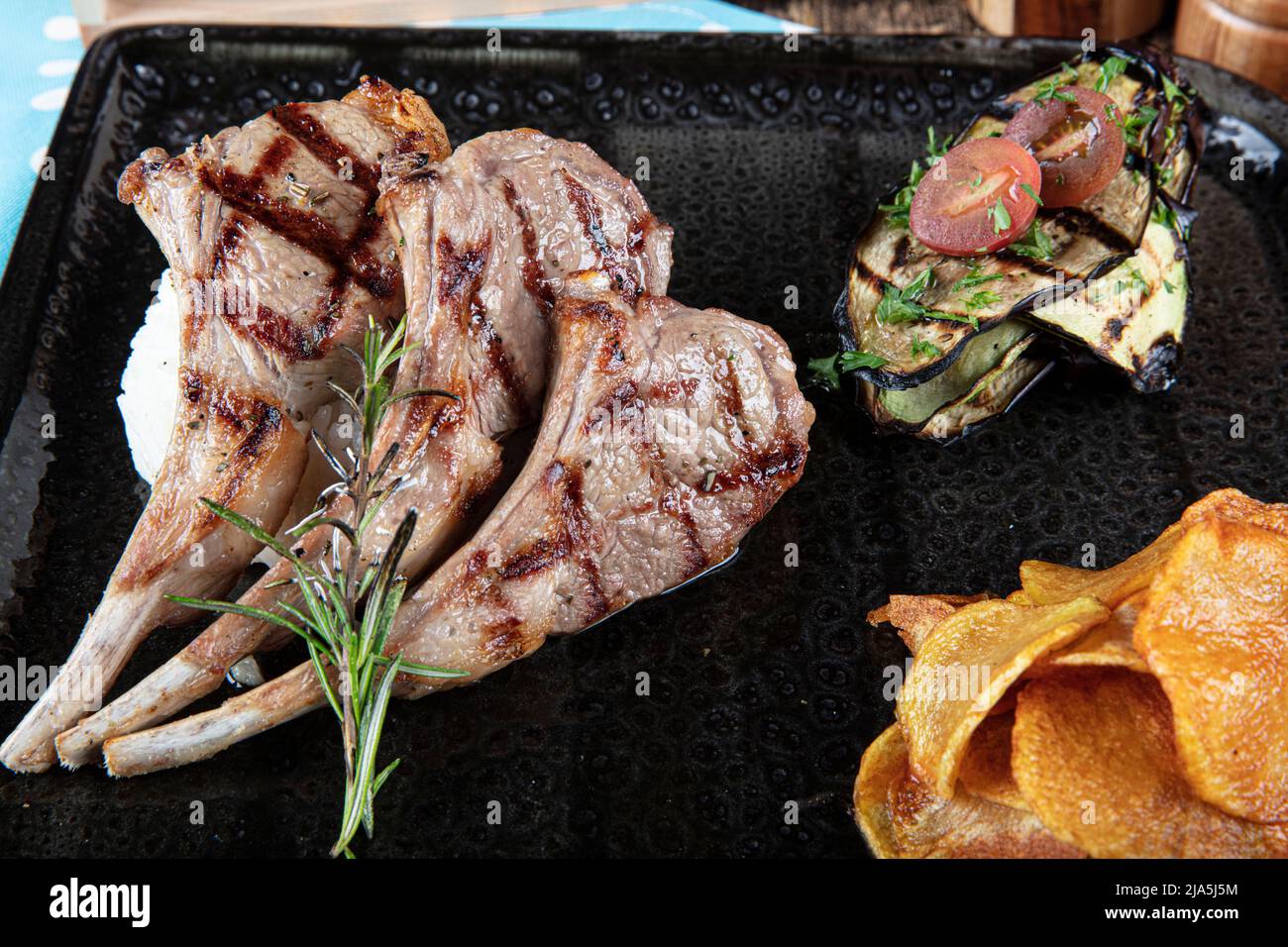 Turkish Cuisine Lamb Chops. Grilled Lamb Chops. Roasted ribs on ...