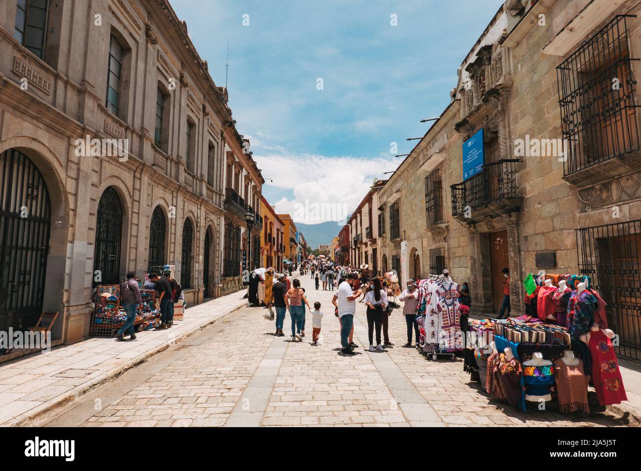 bright colorful streets of Oaxaca City, a Spanish colonial town that ...