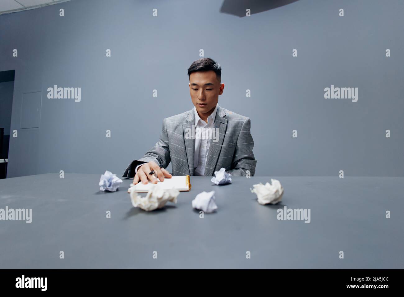 manager sits in the office emotions nervous breakdown anger executive ...