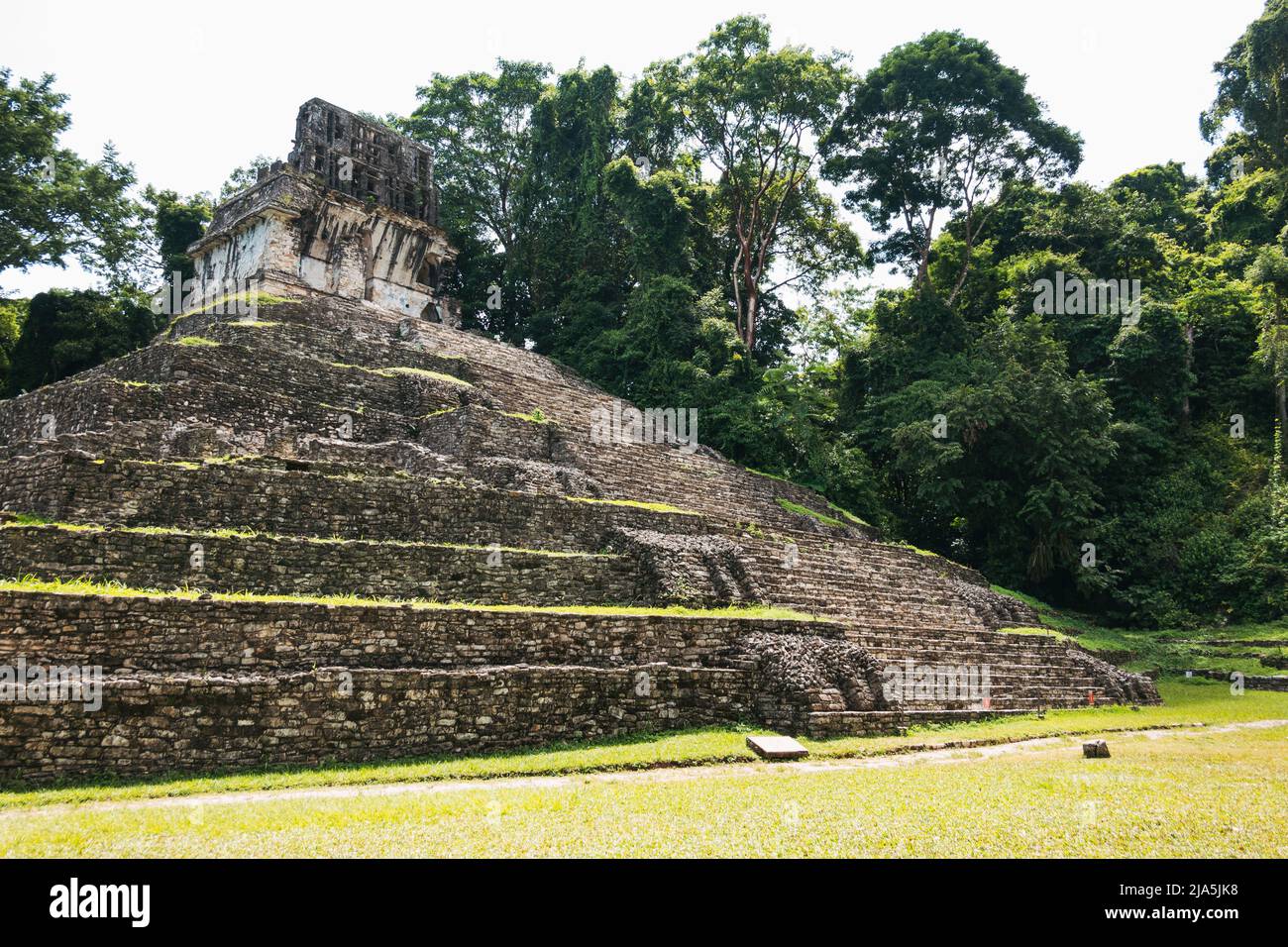 steps lead up the side of Mayan Temple of the Count pyramid at Palenque ...