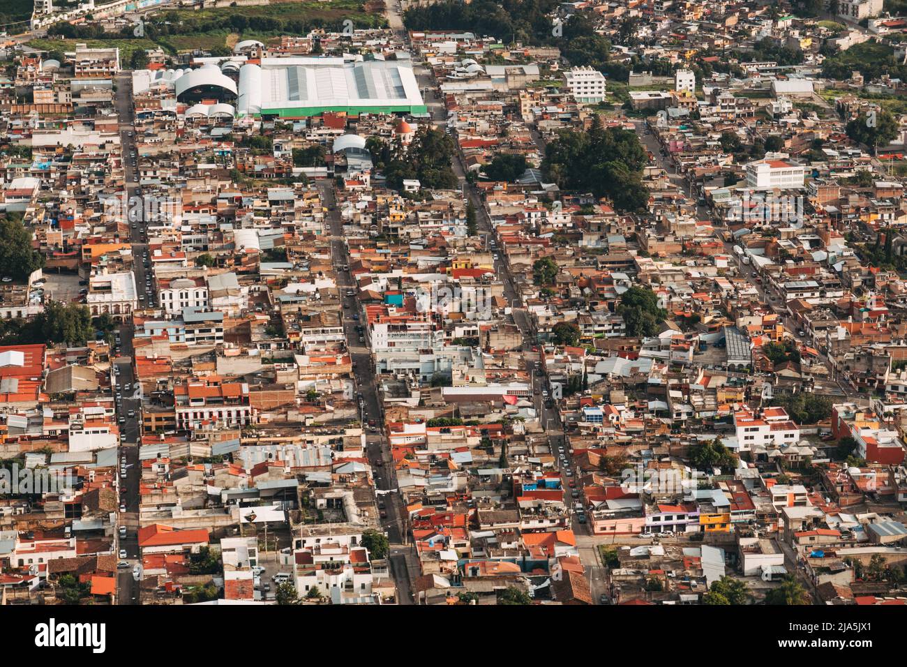 Aerial view of the town of Tenancingo de Degollado in the State of ...