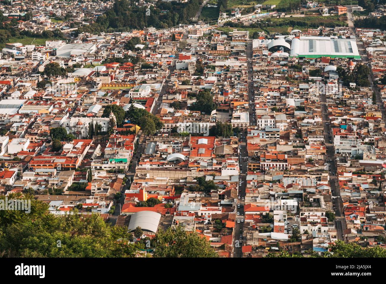 Aerial view of the town of Tenancingo de Degollado in the State of ...