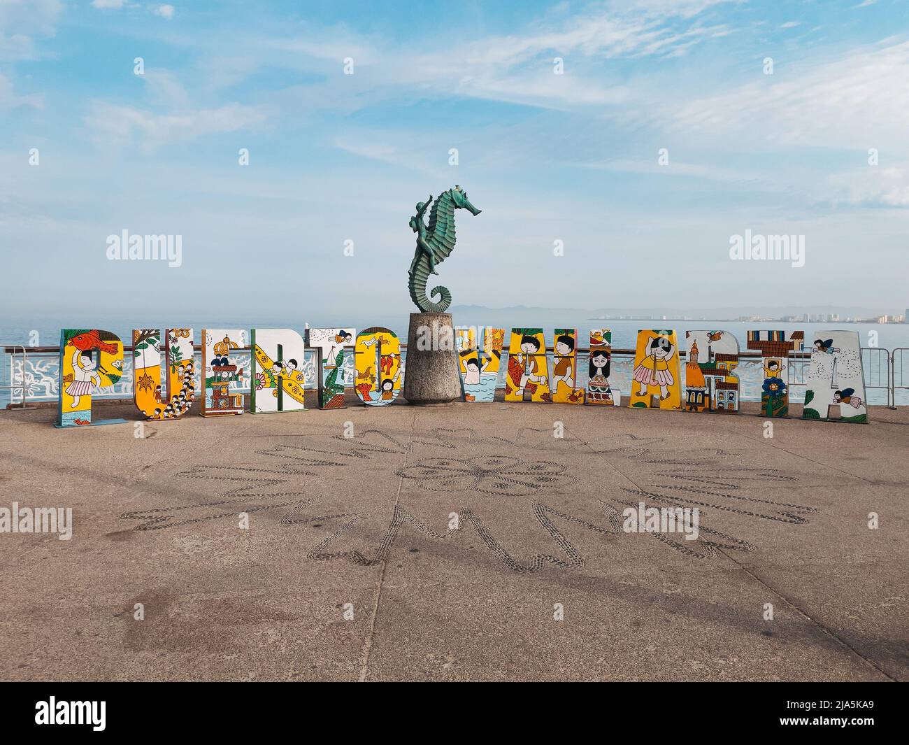 The colorful city name sign on the Malecon in Puerto Vallarta, Jalisco ...