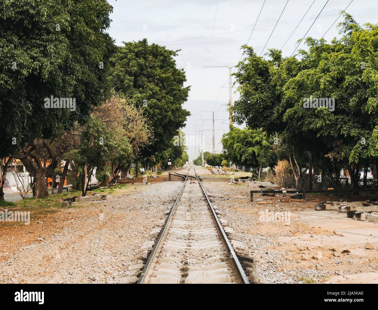 railway tracks that run through the city of Guadalajara, Mexico. This ...