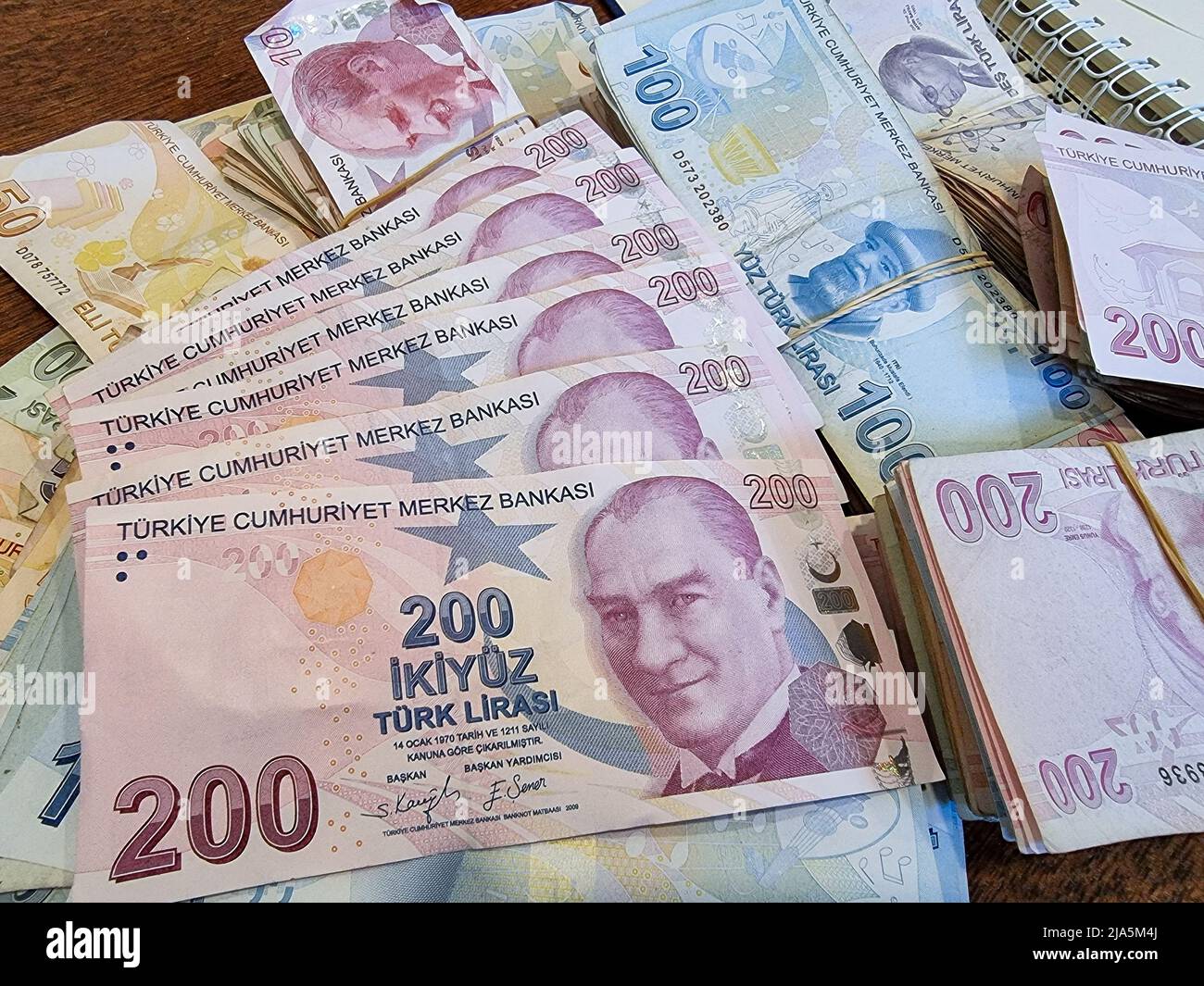 Turkey money set bundle banknotes. Paper money 200, 100, 50, 20 TRY ...