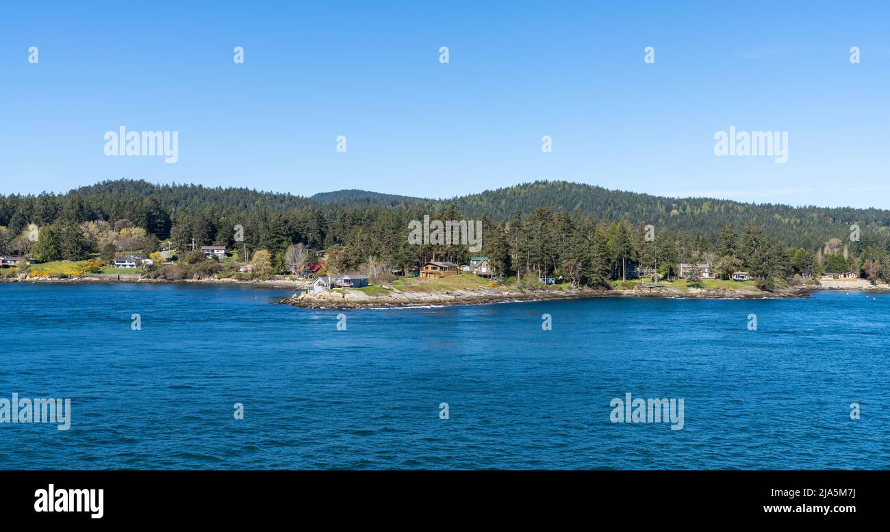 Southern Gulf Islands, Strait of Georgia. Panoramic view Stock Photo ...