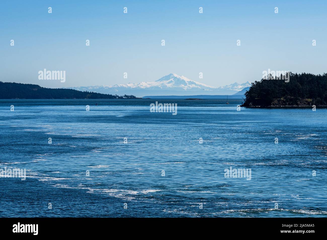 Southern Gulf Islands, Strait of Georgia. Snowcapped Mount Baker ...