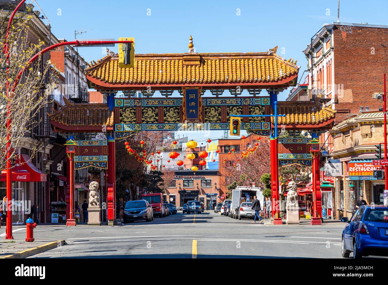 Victoria, BC, Canada - April 14 2021 : Victoria Chinatown, with the ...