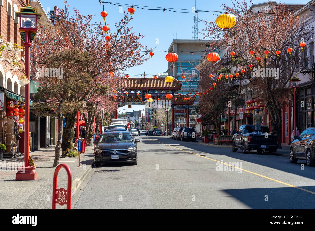 Victoria, BC, Canada - April 14 2021 : Victoria Chinatown, with the ...