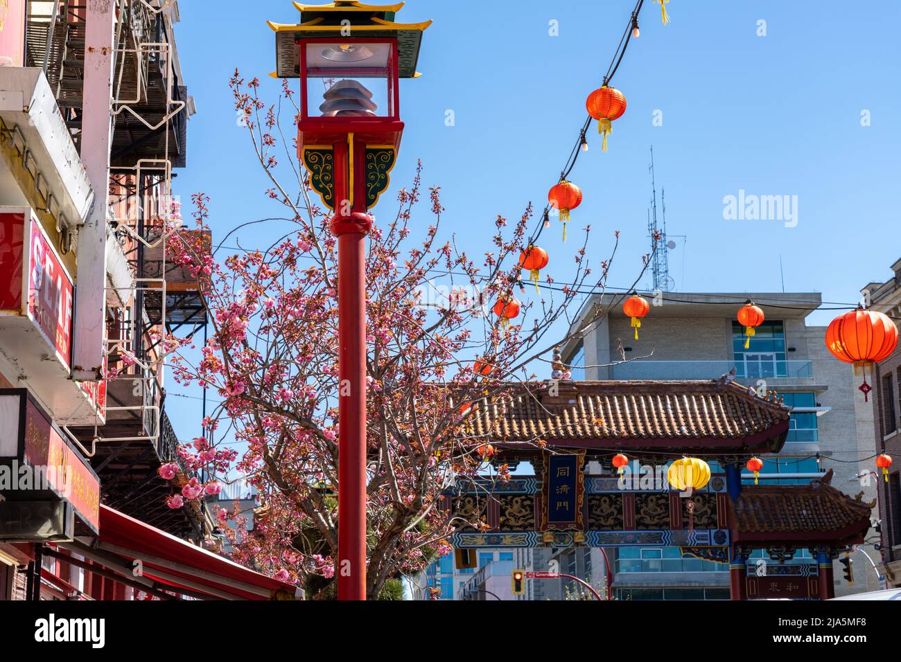 Victoria, BC, Canada - April 14 2021 : Victoria Chinatown, with the ...