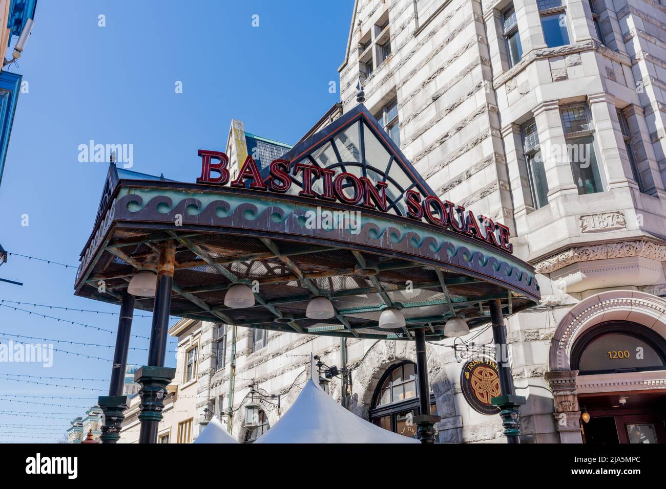 Victoria, BC, Canada - April 14 2021 : Entrance of the Bastion Square ...