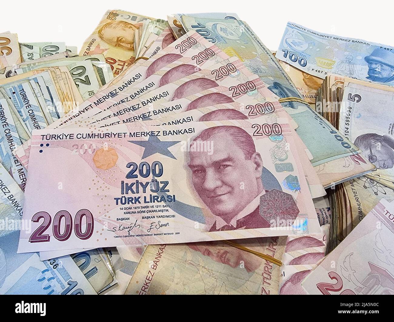 Turkey money set bundle banknotes. Paper money 200, 100, 50, 20 TRY ...
