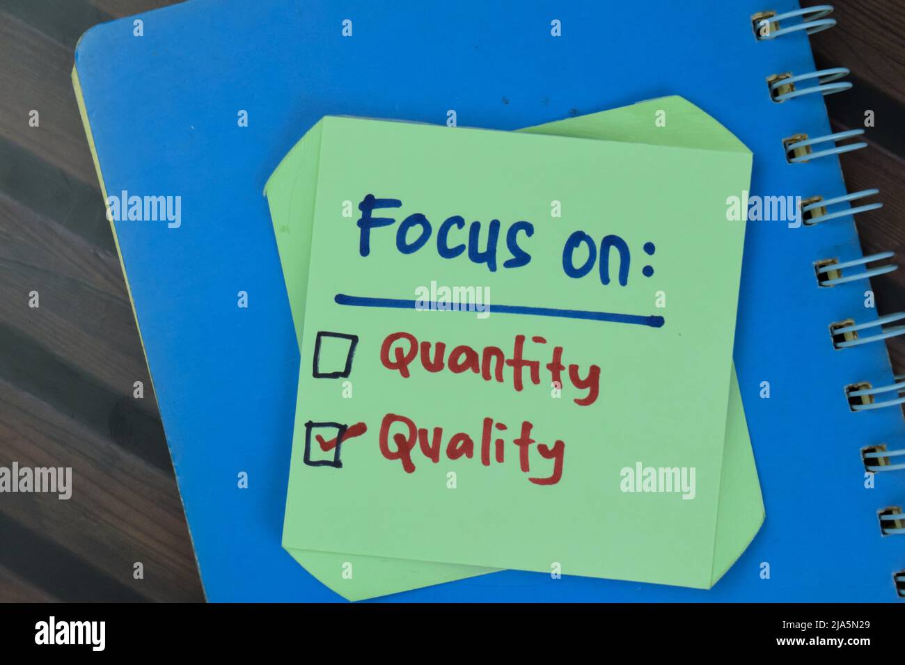 Concept of Quality is Important and Focus on Quality write on sticky ...