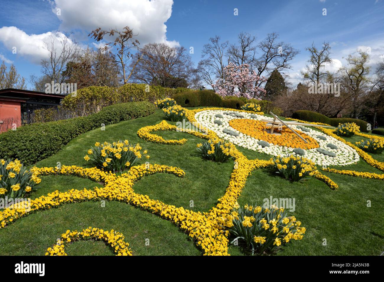 Flower clock in its spring design in Geneva, Switzerland Stock Photo ...