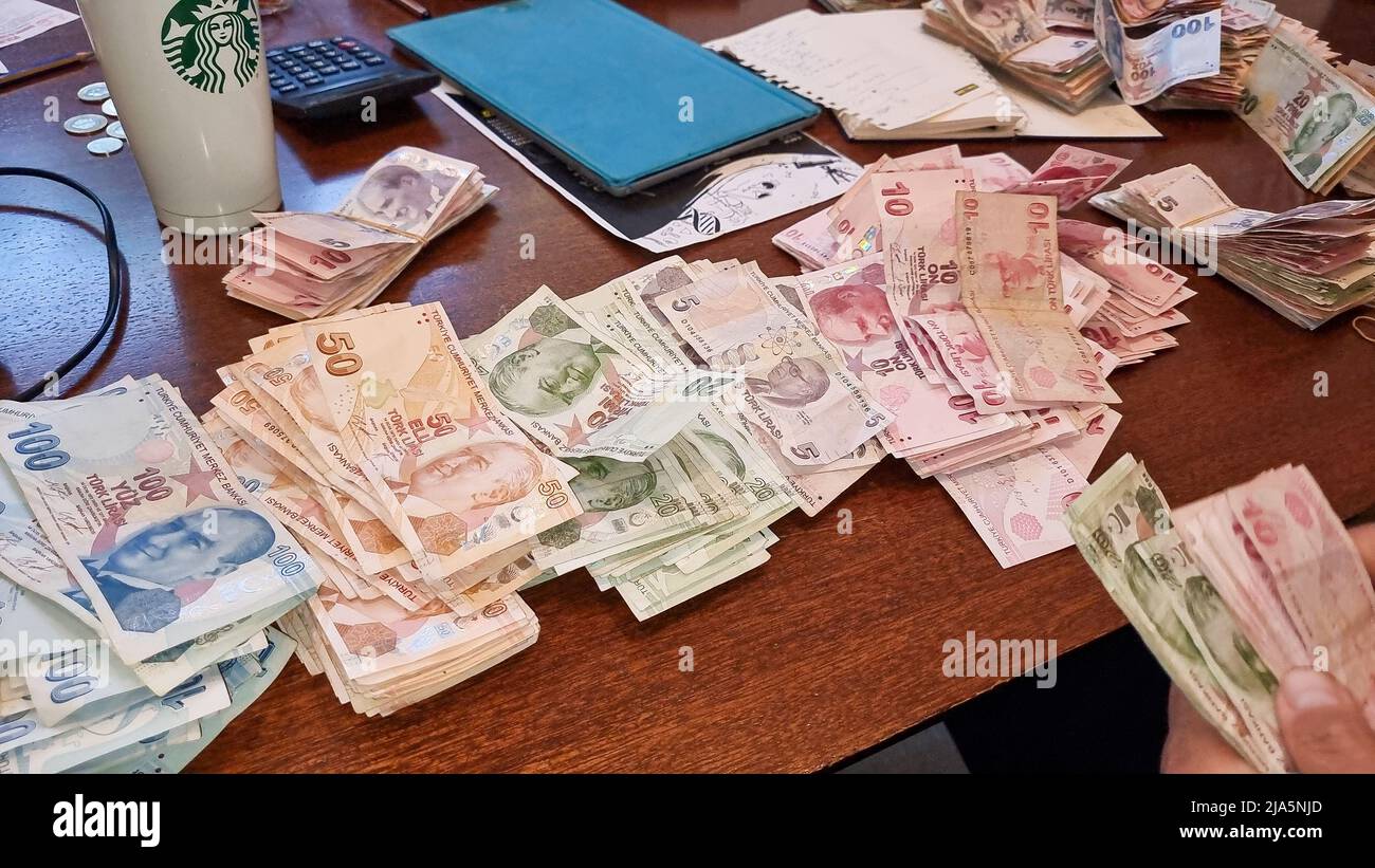 Turkey money set bundle banknotes. Paper money 200, 100, 50, 20 TRY ...