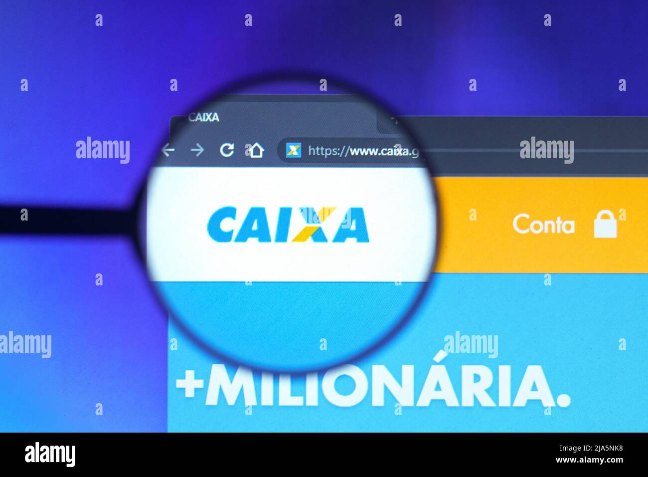 In this photo illustration, the homepage of the Caixa Econômica Federal ...