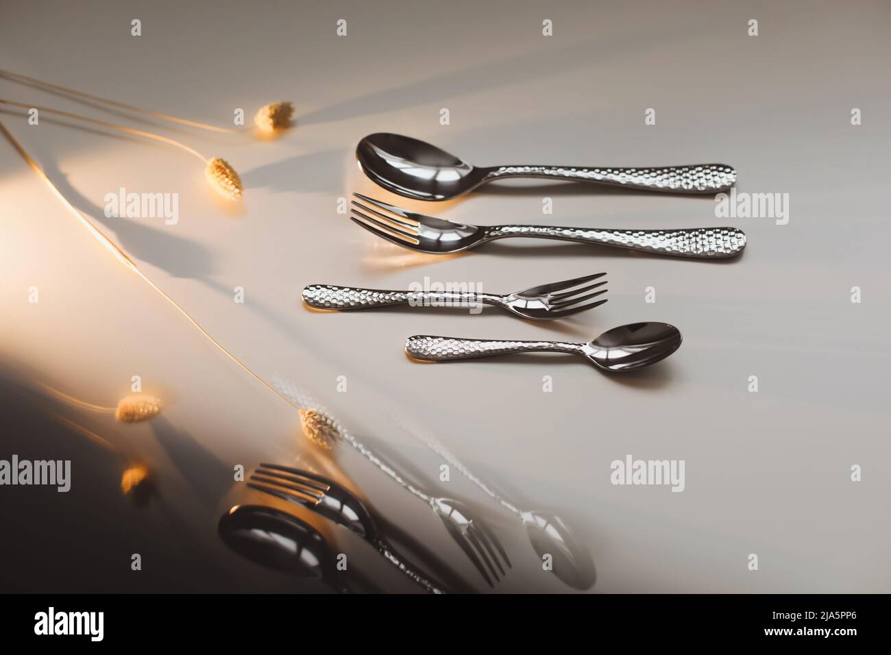 Polished silver cutlery hi-res stock photography and images - Alamy