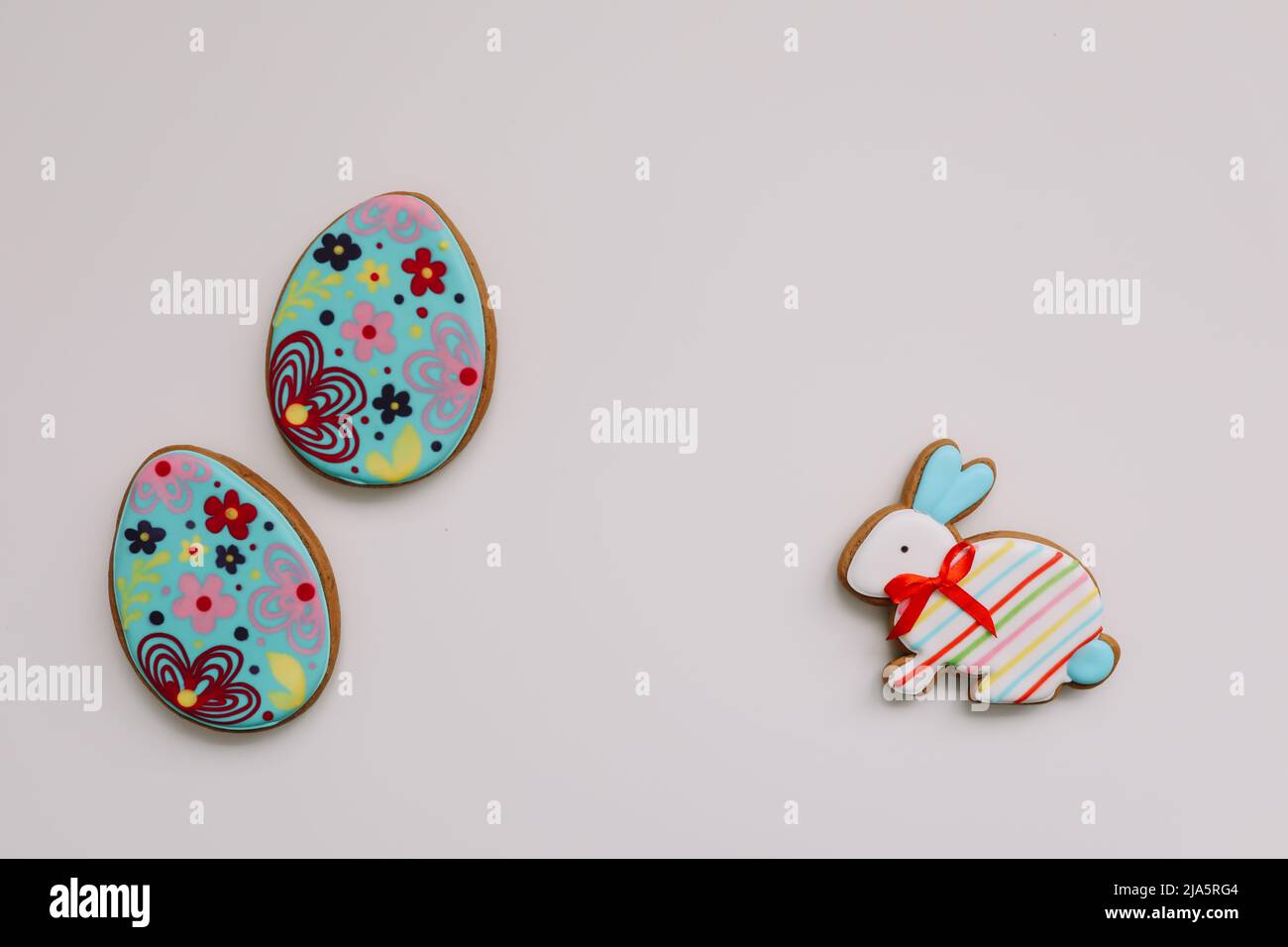 Gingerbread in shape of easter bunny, bird and easter eggs Stock Photo ...