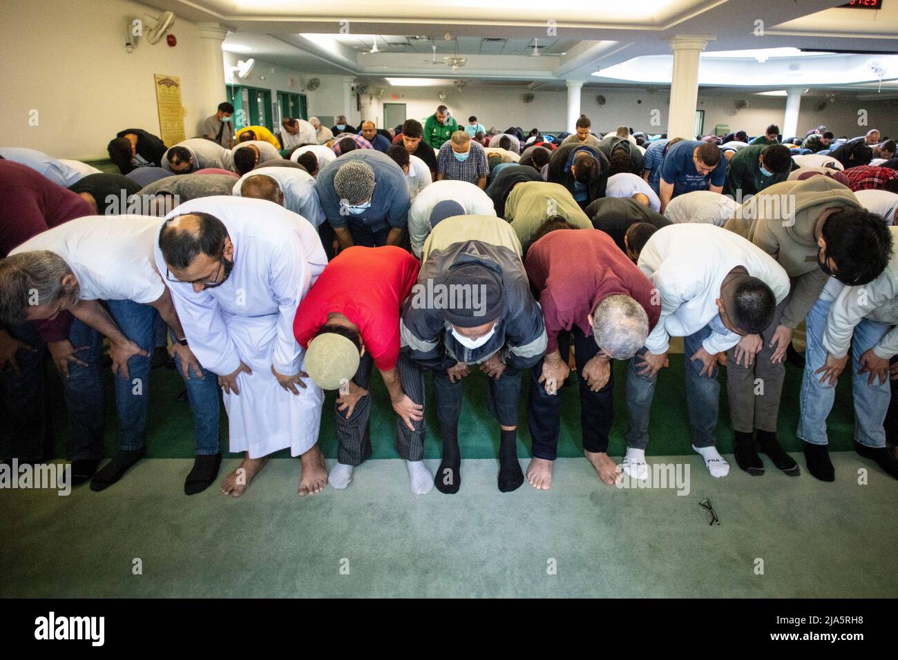 Worshipers pray at ISNA Mosque in Mississauga, Ont., on Friday, May 27 ...