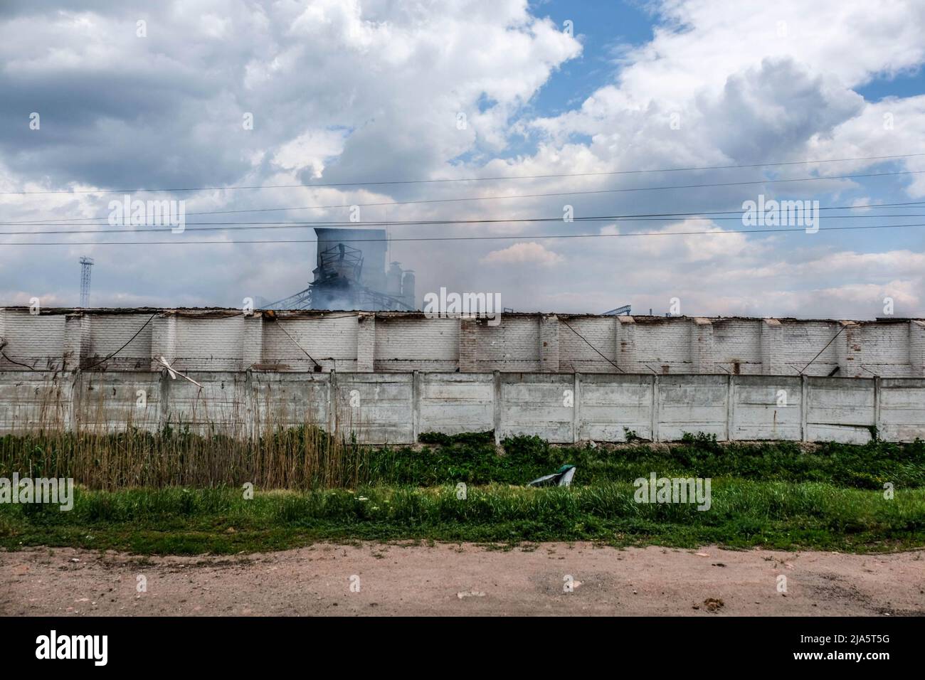 Siversk, Ukraine. 27th May, 2022. A bombed freight train terminal ...