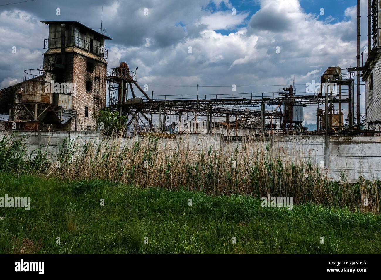 Siversk, Ukraine. 27th May, 2022. A bombed freight train terminal ...