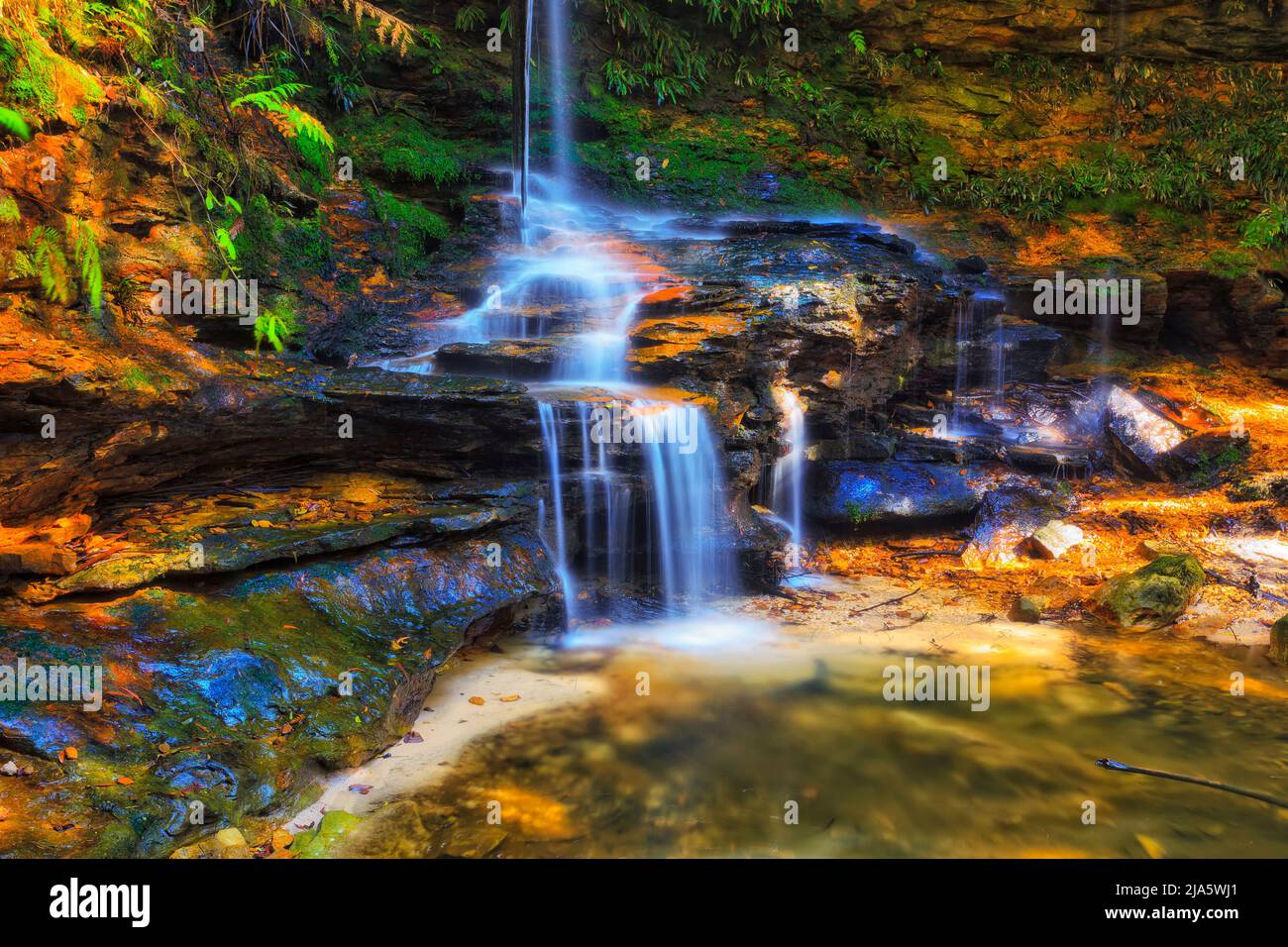 Lower section of Burgess waterfrall on Hazelbrook creek walking track ...