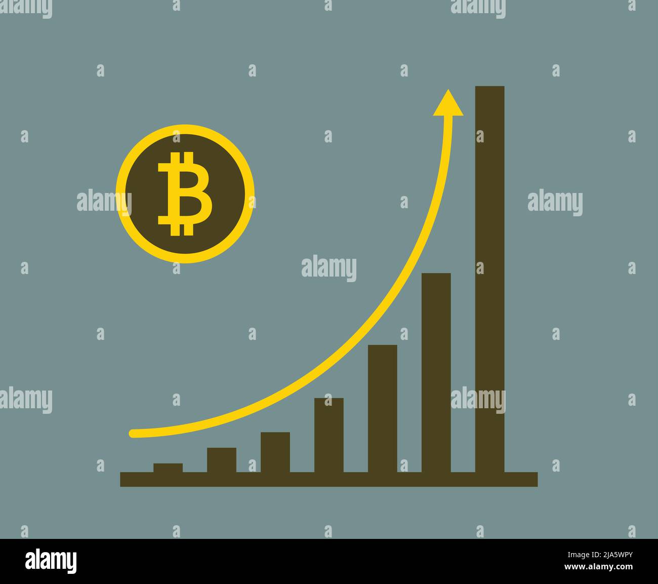Business Bitcoin concept growth chart on medal bitcoin background ...