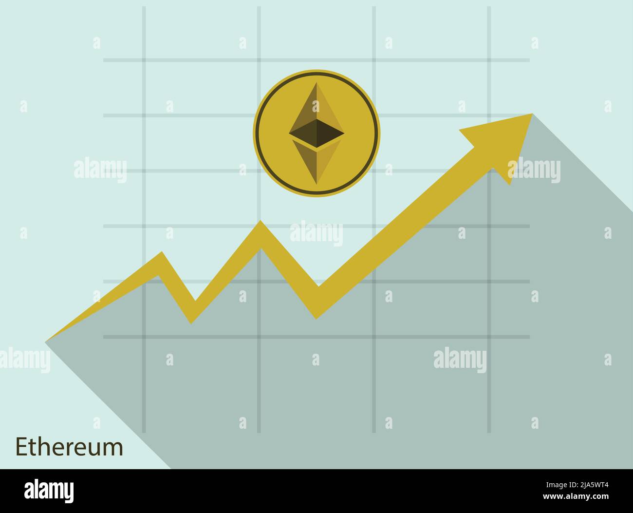 Business ethereum coin concept growth chart on graph background.vector ...