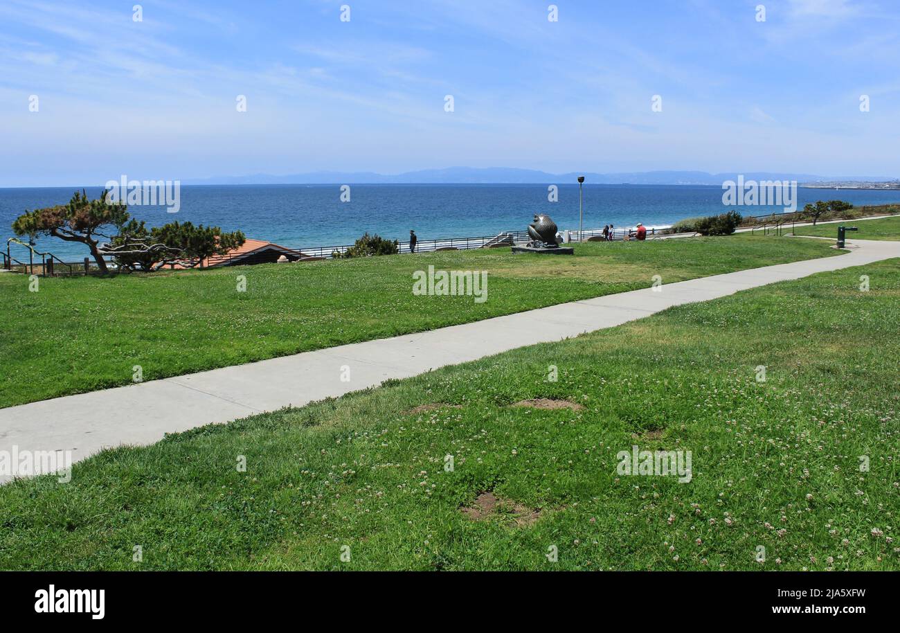 A Walking Path and Grass Field at Miramar Park, Overlooking Torrance ...