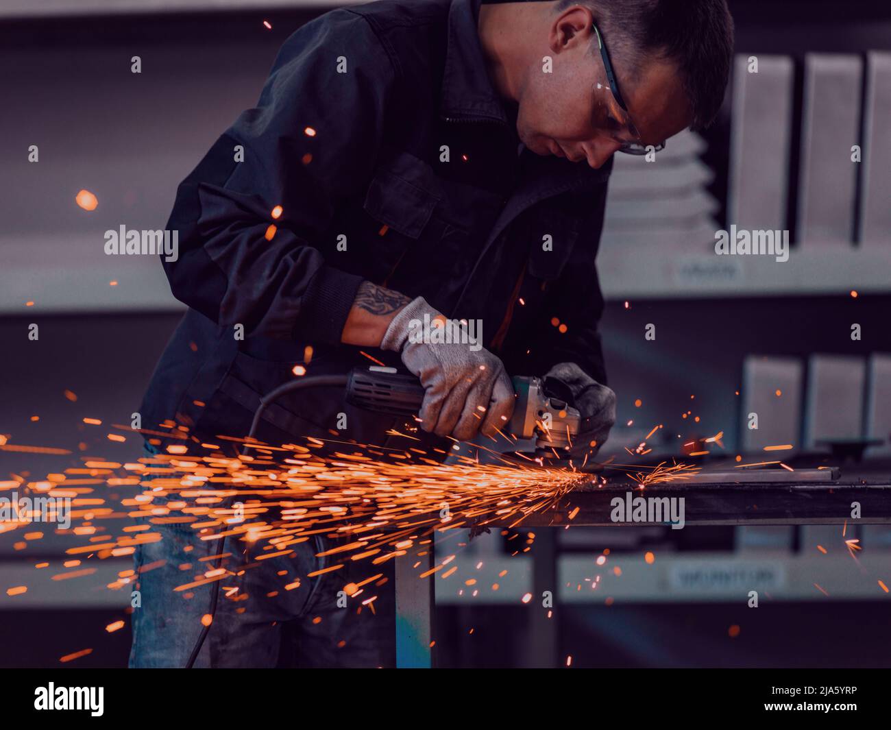 Heavy Industry Engineering Factory Interior with Industrial Worker ...