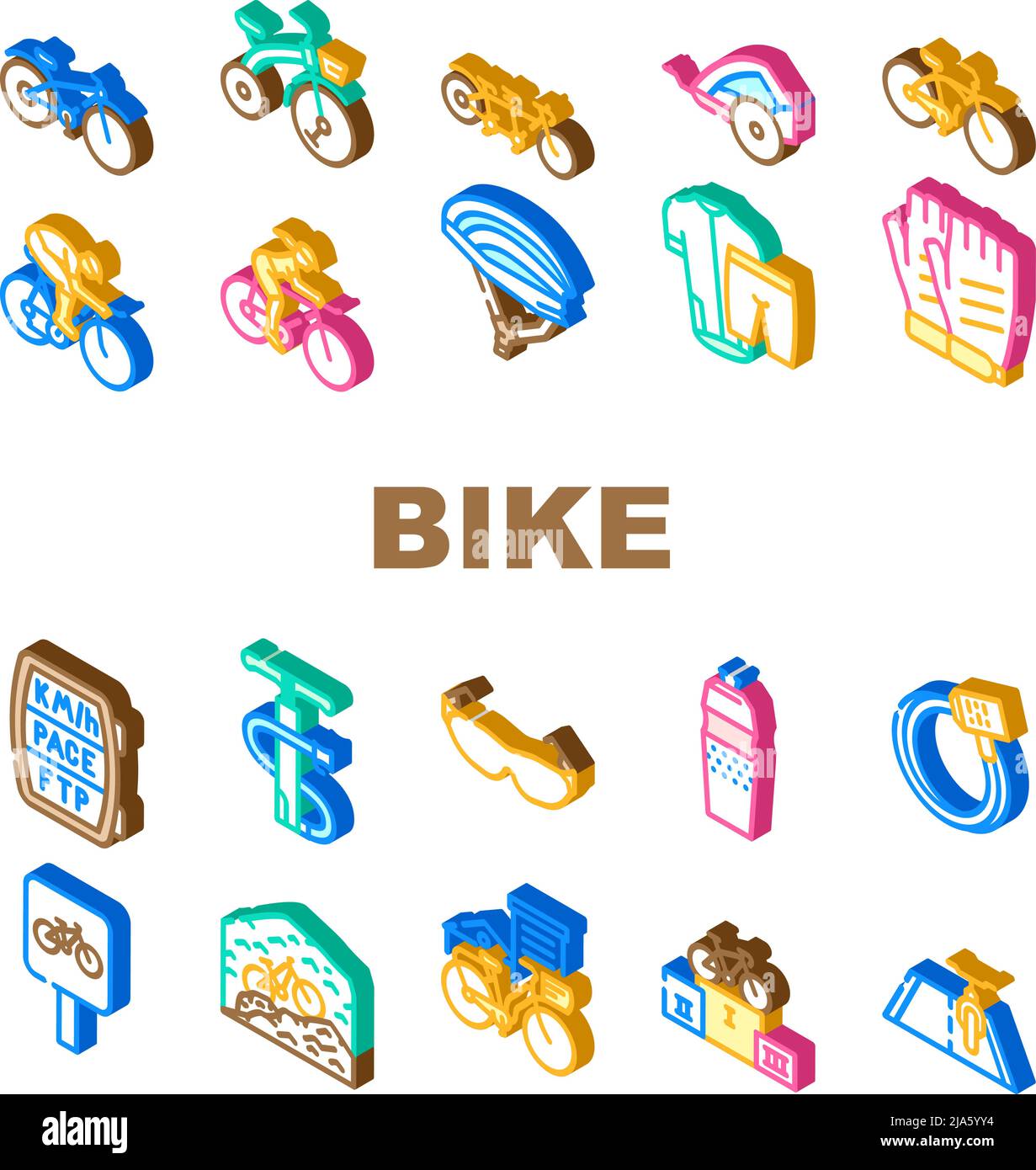 Bike Transport And Accessories Icons Set Vector Stock Vector Image ...