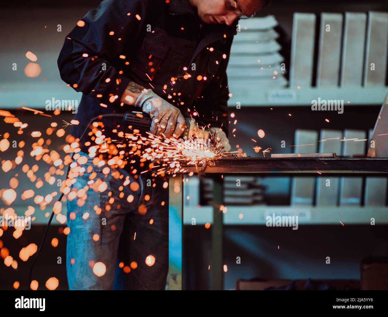Heavy Industry Engineering Factory Interior with Industrial Worker ...
