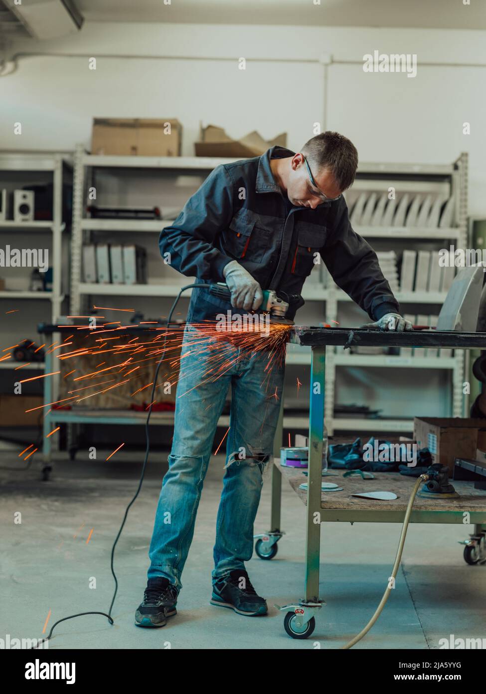 Heavy Industry Engineering Factory Interior with Industrial Worker ...