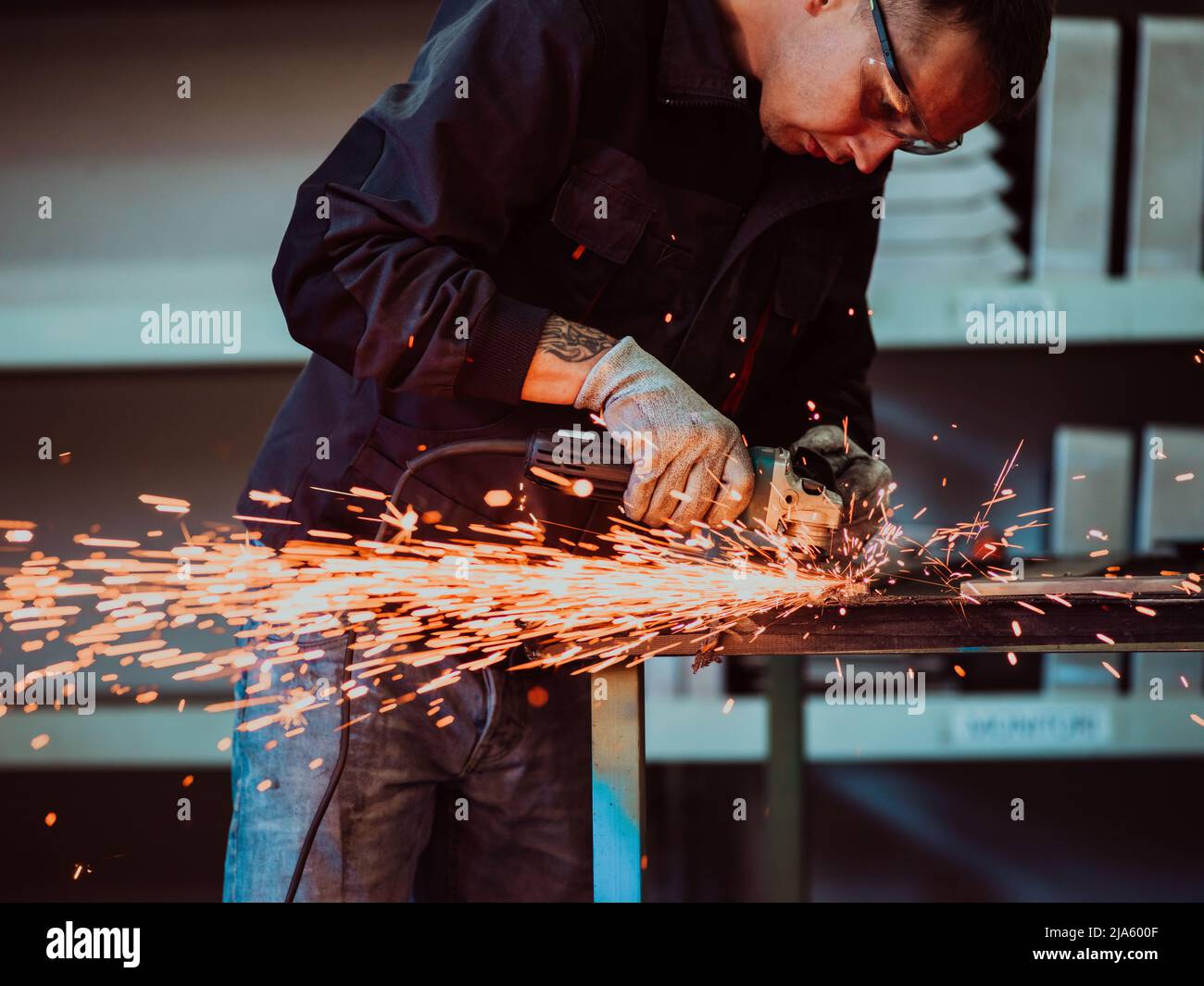 Heavy Industry Engineering Factory Interior with Industrial Worker ...