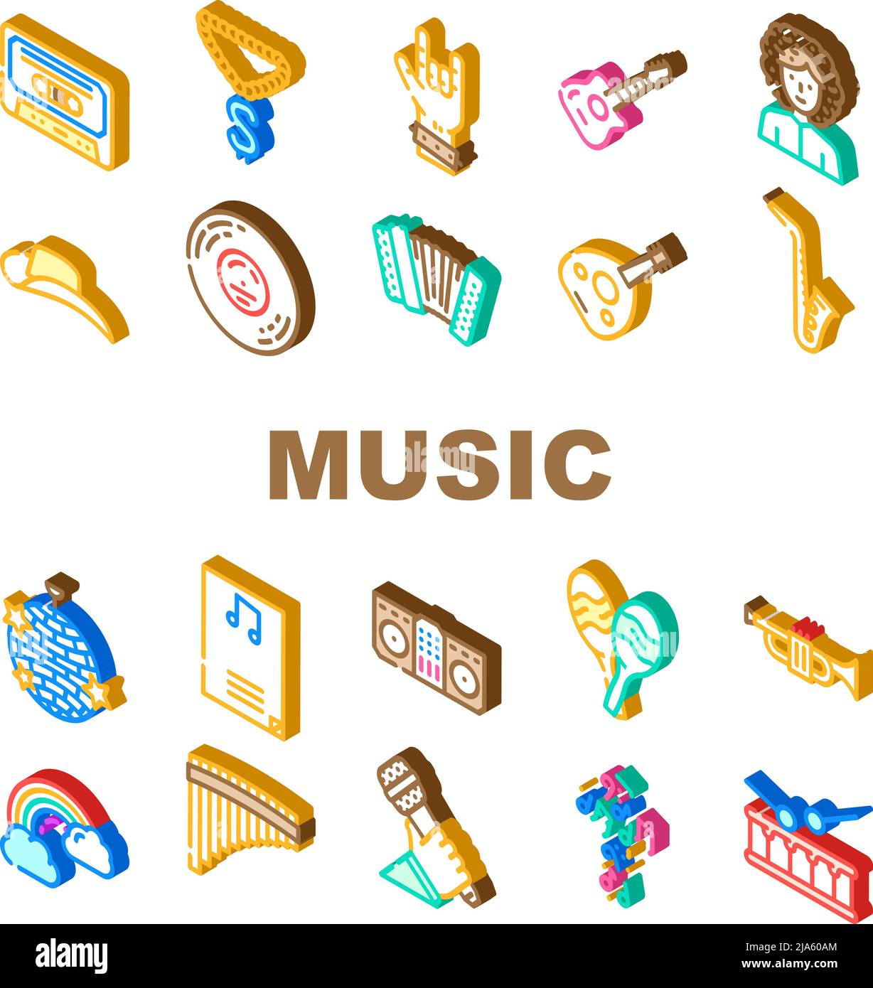 Music Genres Audio Performance Icons Set Vector Stock Vector Image ...
