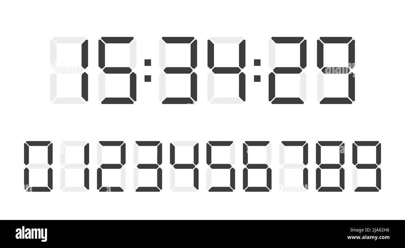 Digital clock number set. Led digit set. Flat vector illustration ...