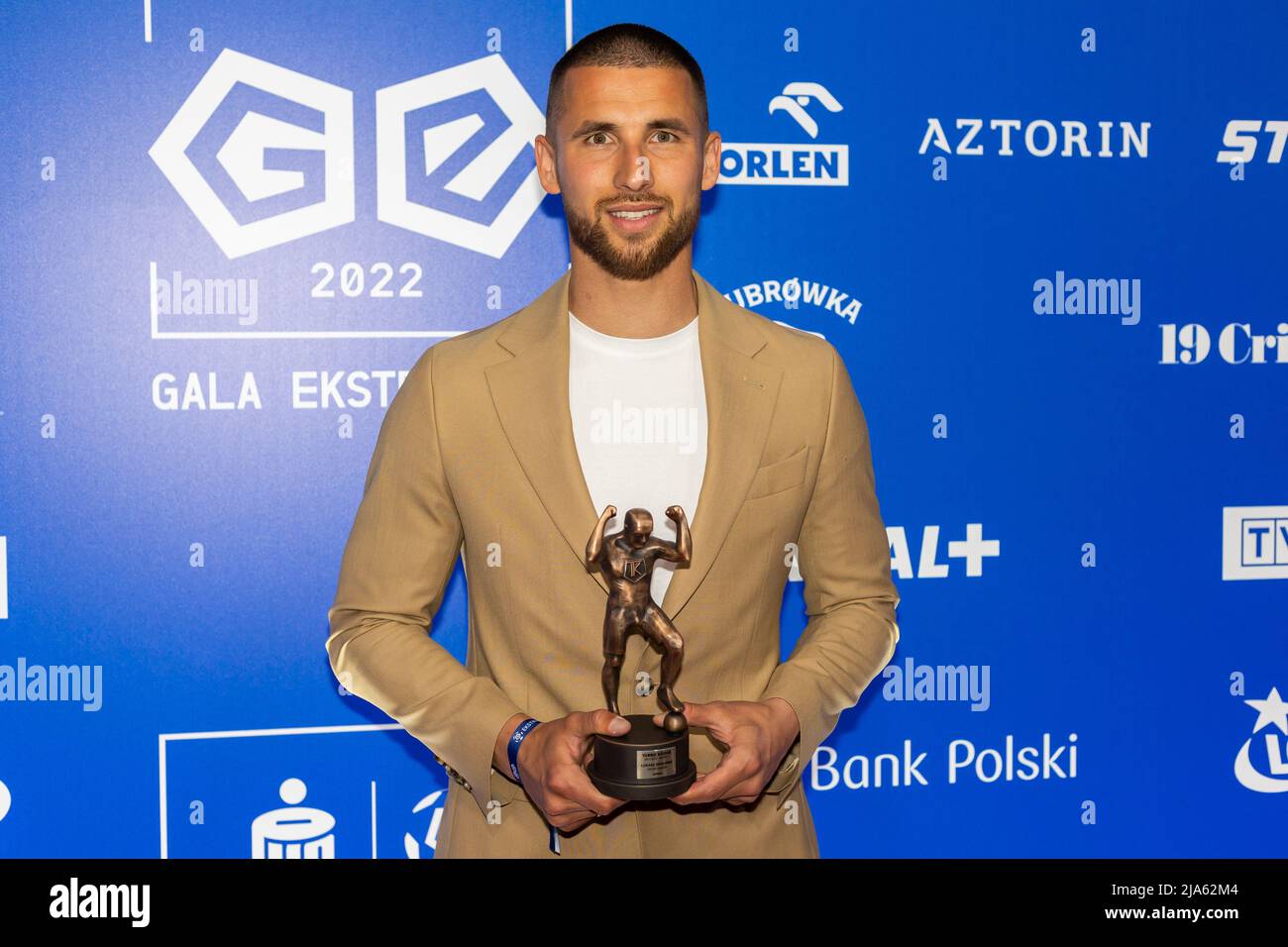 Warsaw, Poland. 23rd May, 2022. Lukasz Zwolinski of Lechia Gdansk with ...
