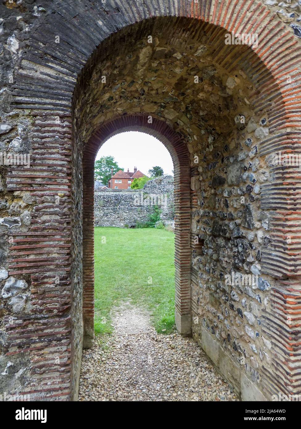 An ancient archway at Wolvesey Castle, also known as the Old Bishop's ...